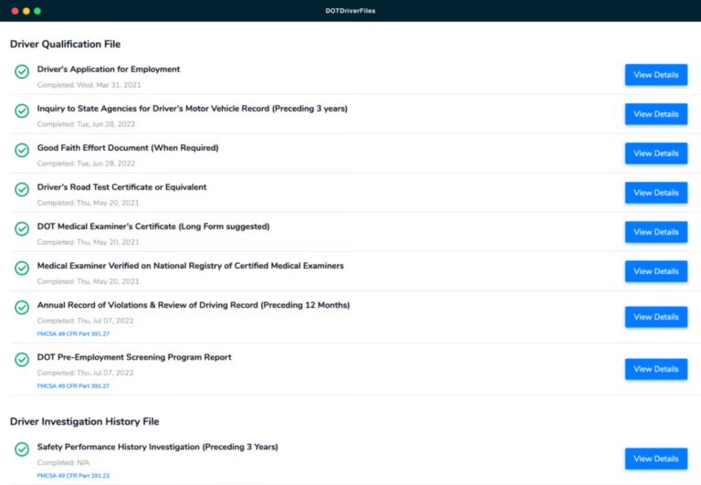 FMCSA Driver Qualification Files Software
